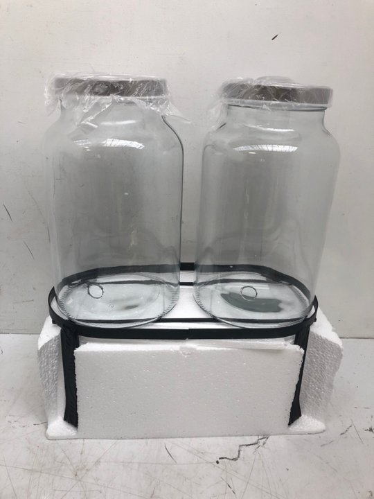 John Pye Auctions - DUAL MASON JAR DRINKS DISPENSER WITH STAND 10L ...