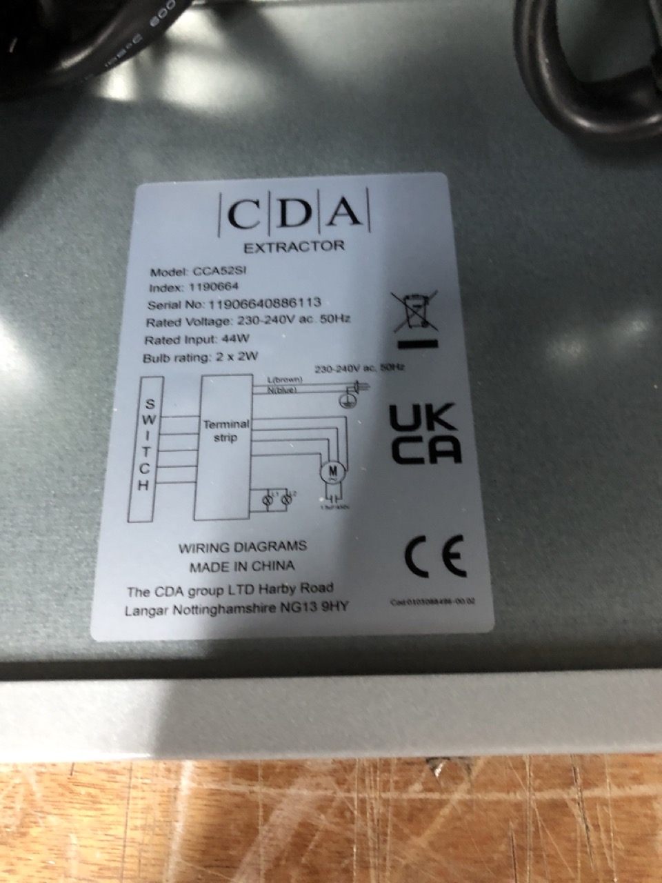 John Pye Auctions - CDA 50CM CANOPY EXTRACTOR MODEL: CCA52SI