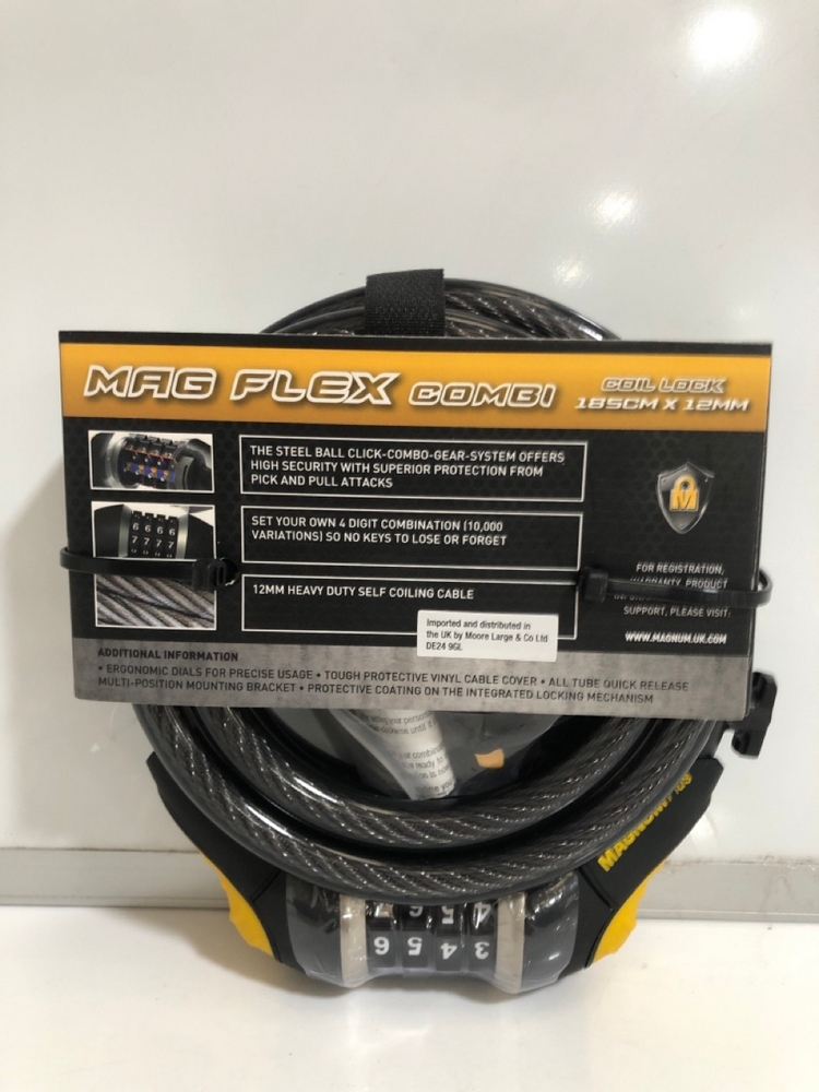 John Pye Auctions - 6 X MAGNUM PLUS MAGFLEX COIL CABLE LOCKS 185CM X 12MM