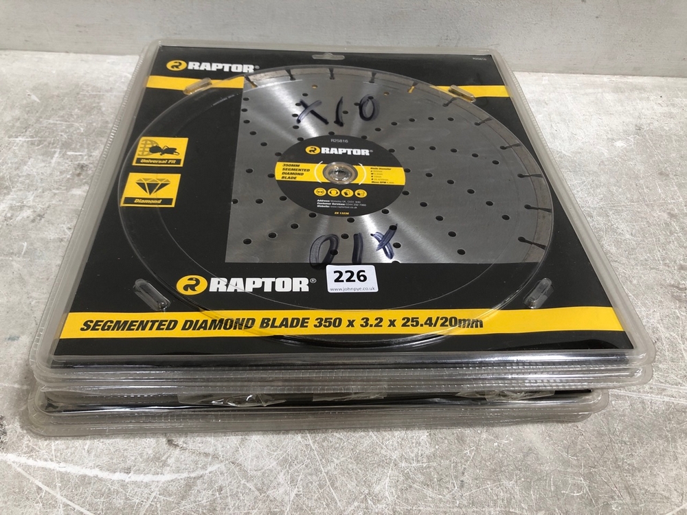 John Pye Auctions - 10 X RAPTOR SEGMENTED DIAMOND BLADE 350 X 3.2 X 25. ...