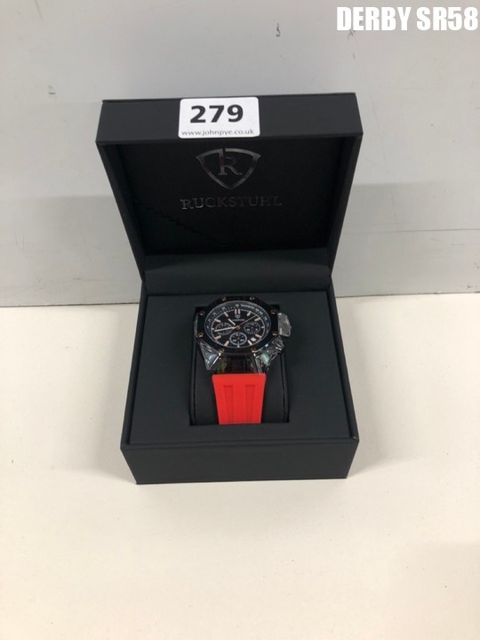 John Pye Auctions - RUCKSTUHL BLACK STAINLESS STEEL WRIST WATCH WITH ...