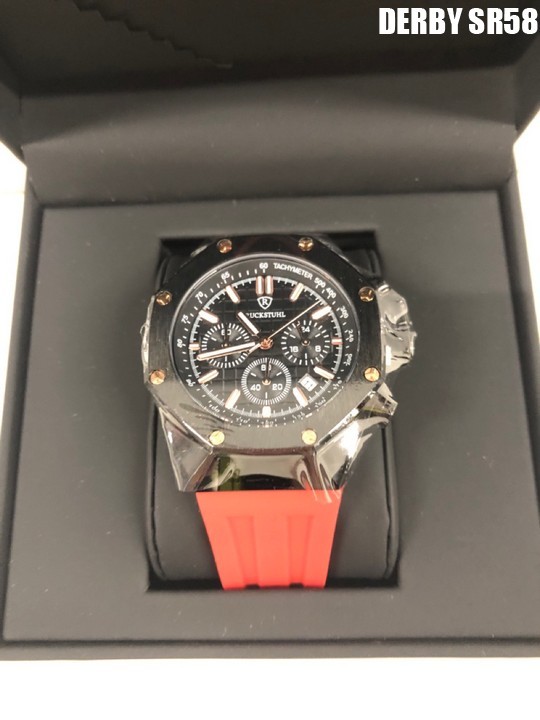 John Pye Auctions - RUCKSTUHL BLACK STAINLESS STEEL WRIST WATCH WITH ...