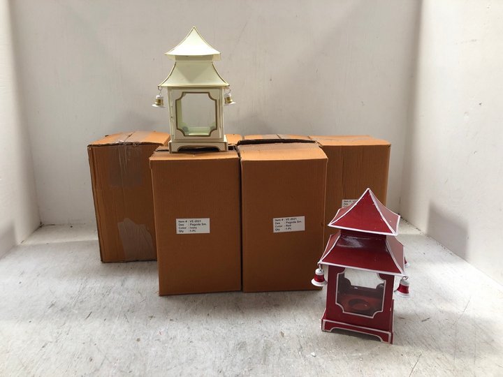 John Pye Auctions - 6 X PAGODA TEA LIGHT LANTERNS IN RED/IVORY ...
