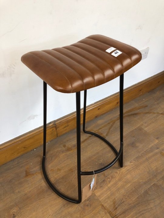 John Pye Auctions - NKUKU NARWANA LARGE RIBBED LEATHER STOOL IN AGED ...