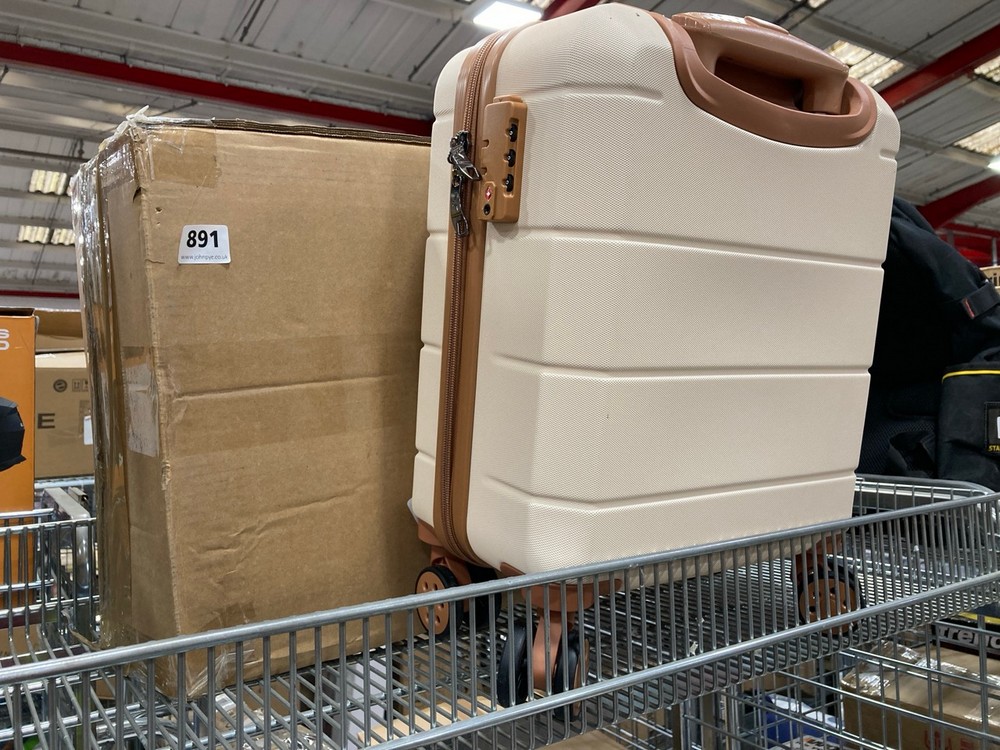 John Pye Auctions - LUGG 15'' CABIN SIZE SUITCASE IN BROWN / BEIGE TO ...