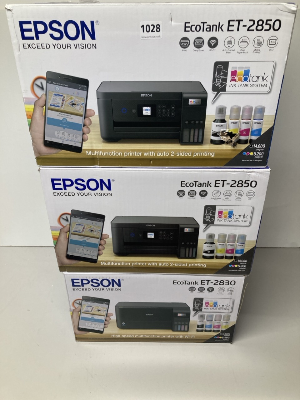 John Pye Auctions - 3 X EPSON ECOTANK PRINTERS INC ET-2850 PRINTER