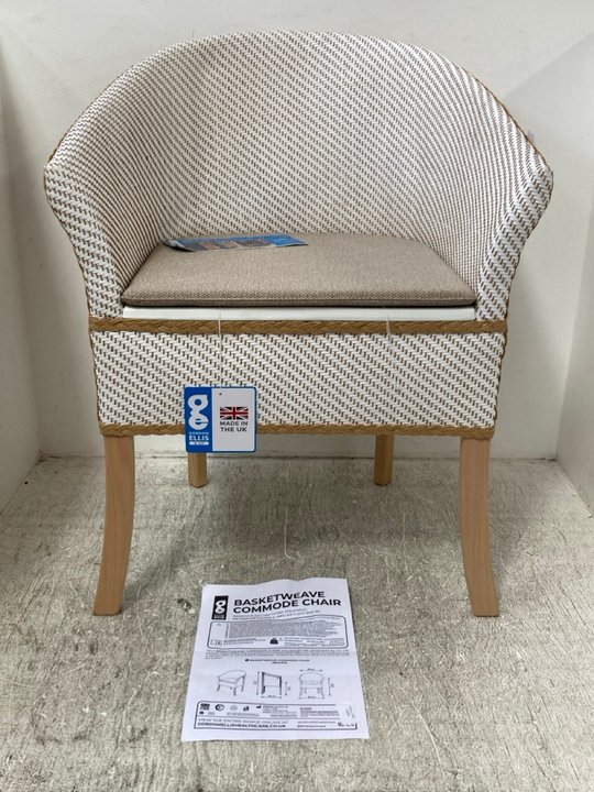 John Pye Auctions - GORDON ELLIS BASKETWEAVE COMMODE CHAIR - GREY AND ...