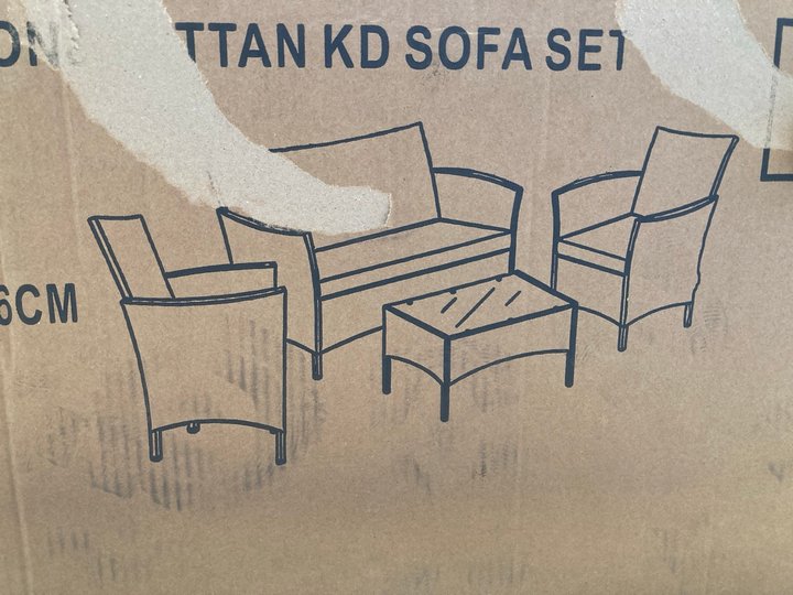 John Pye Auctions - 4PC IRON & RATTAN KD SOFA SET IN BLACK: LOCATION - A6