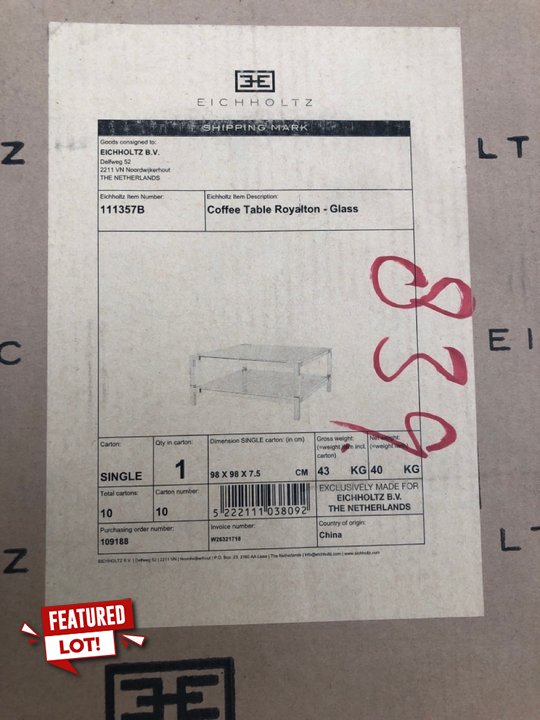 John Pye Auctions - EICHHOLTZ ROYALTON COFFEE TABLE - RRP £1558 ...