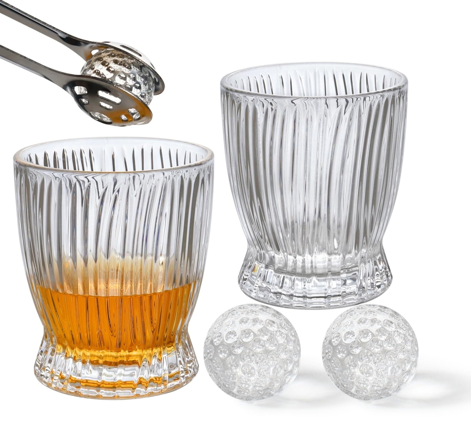 John Pye Auctions - 12 X CAKEFLY GOLF BALLS GLASS TUMBLER SET OF 2, 285ML OLD FASHIONED WINE ...