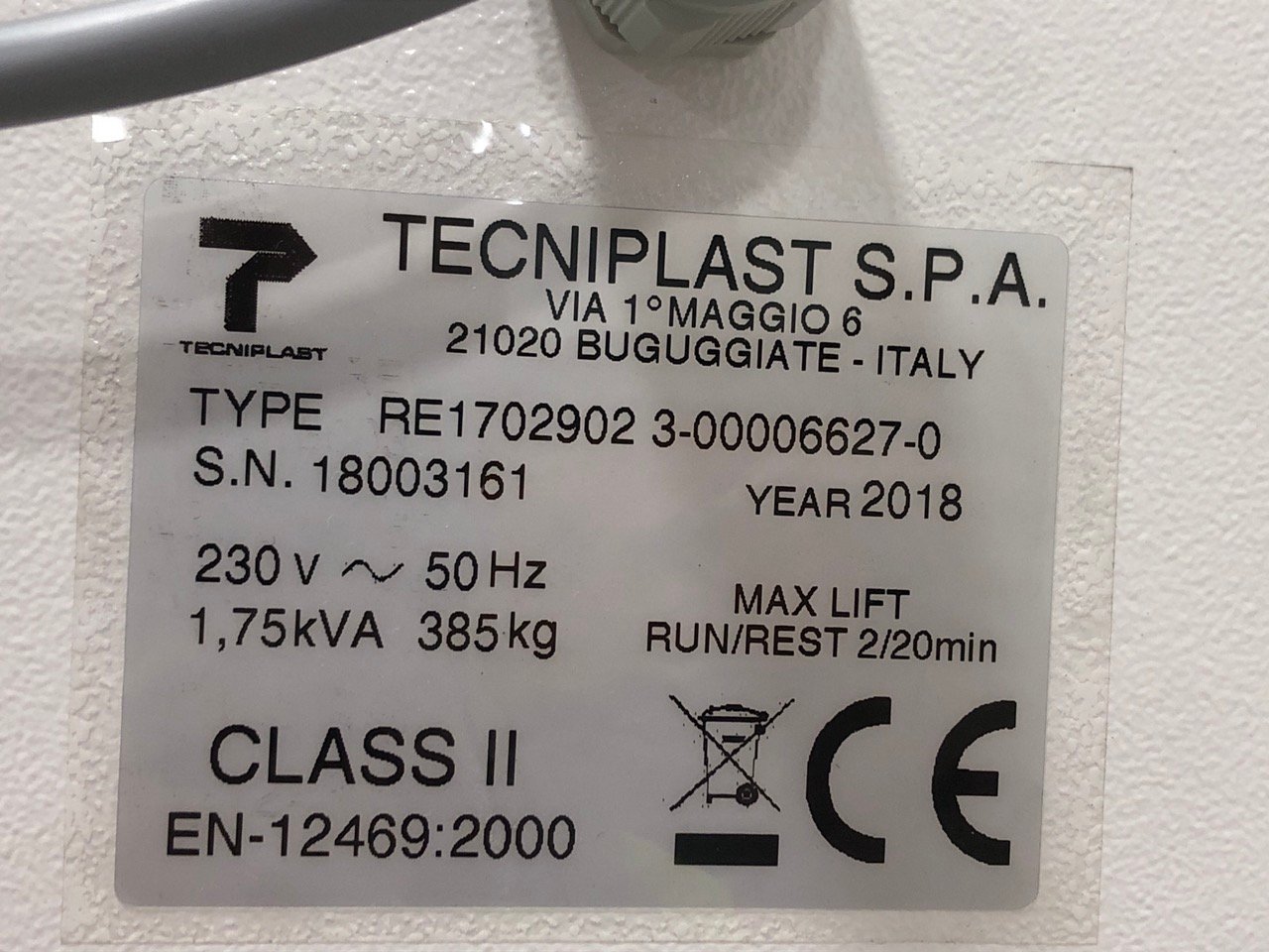 John Pye Auctions - 2018 TECNIPLAST ARIA TECH 60D LEV CLASS II BIOLOGICAL SAFETY CABINET S/N ...