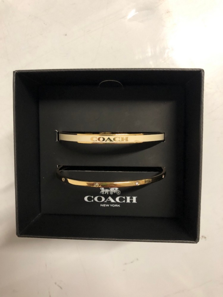 John Pye Auctions - COACH SIGNATURE DUO GOLD-TONE BANGLE BOXED SET ...
