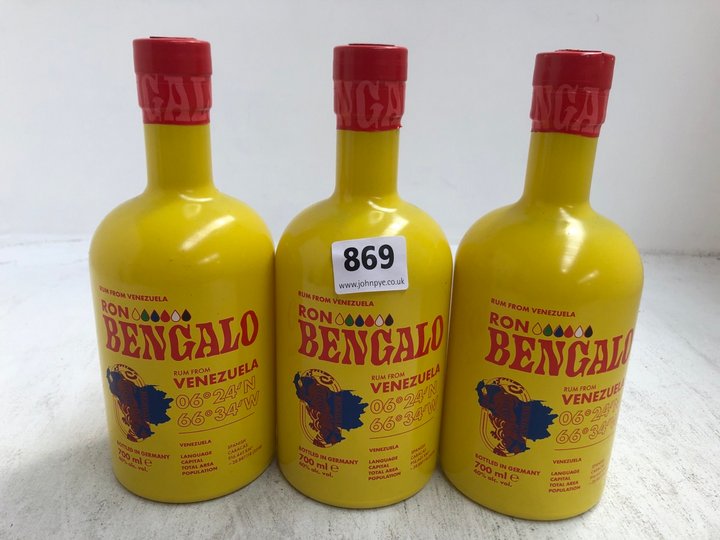 John Pye Auctions - 3 X RON BENGALO RUM FROM VENEZUELA 70CL 40% VOL (WE ...