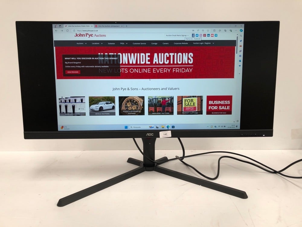John Pye Auctions - AOC U34G3XM/EU - WQHD 34" GAMING MONITOR 144 HZ ...