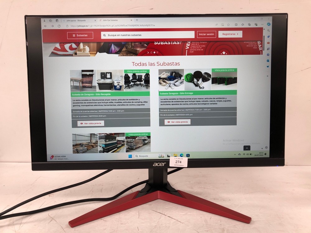 John Pye Auctions - ACER NITRO KG241YA - 24" FULL HD 75 HZ GAMING ...