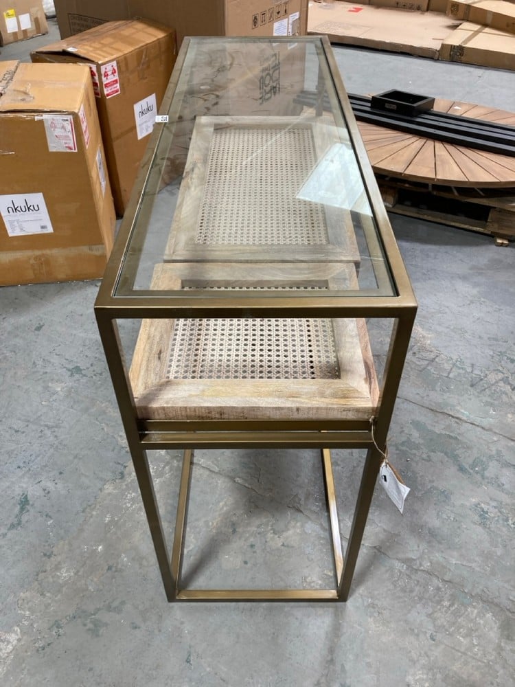 John Pye Auctions - NKUKU LUZON IRON & MANGO WOOD DISPLAY CONSOLE TABLE ...