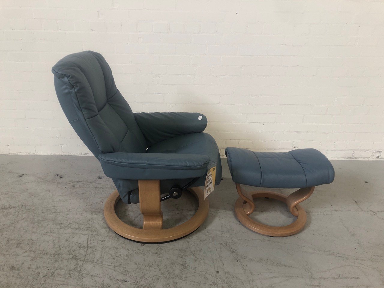 John Pye Auctions - MAYFAIR BLUE PALOMA LEATHER SMALL CHAIR + STOOL RRP ...