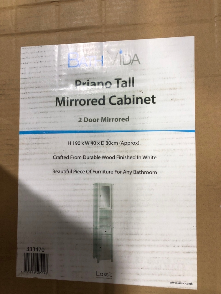 John Pye Auctions - BATH VIDA PRIANO TALL MIRRORED CABINET IN WHITE TO ...