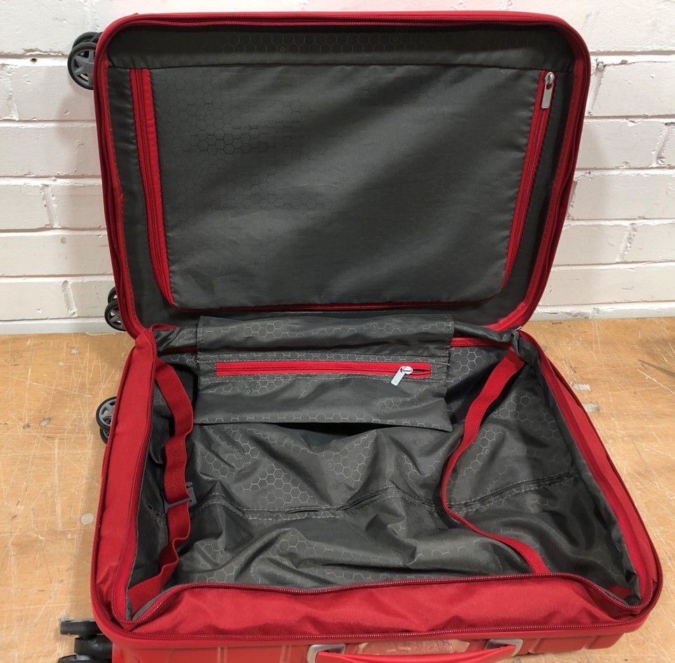 John Pye Auctions - SAMSONITE TRAVEL CASE HARD SHELL RED SMALL SPINNER ...