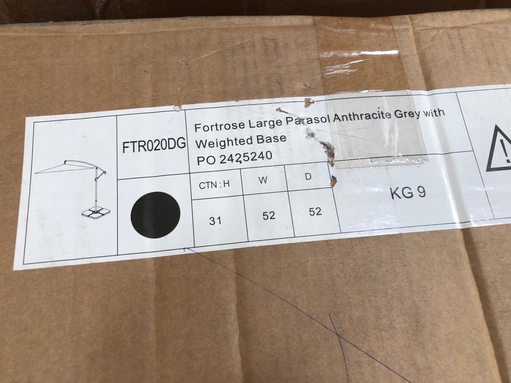 John Pye Auctions - 5 X FORTROSE LARGE PARASOL IN GREY WITH WEIGHTED ...