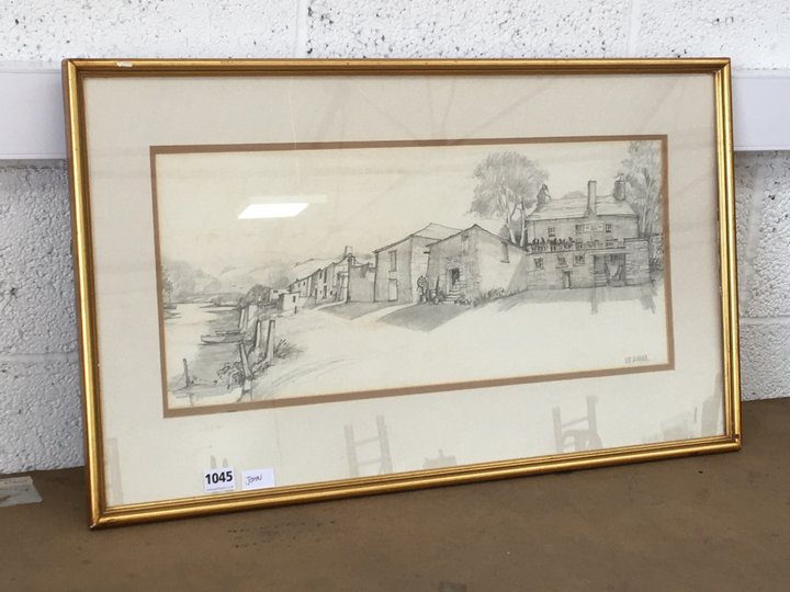 John Pye Auctions - HAND DRAWN PENCIL SKETCH OF VILLAGE SCENE BY LEN ...
